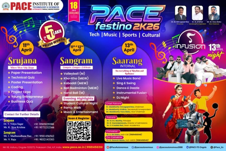 Pace Autonomous - Pace Festino 2026 on 11ᵗʰ & 12ᵗʰ April | | ₹5 Lakh in ...